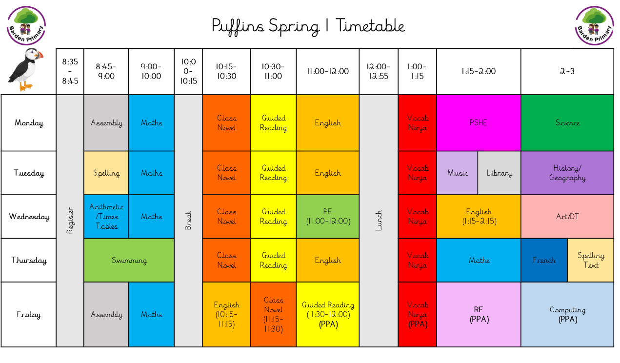 Barden Primary School - BB10 1JD - Timetable