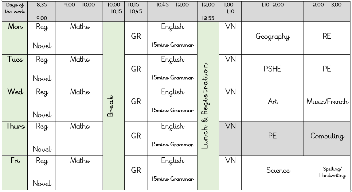 Barden Primary School - BB10 1JD - Timetables